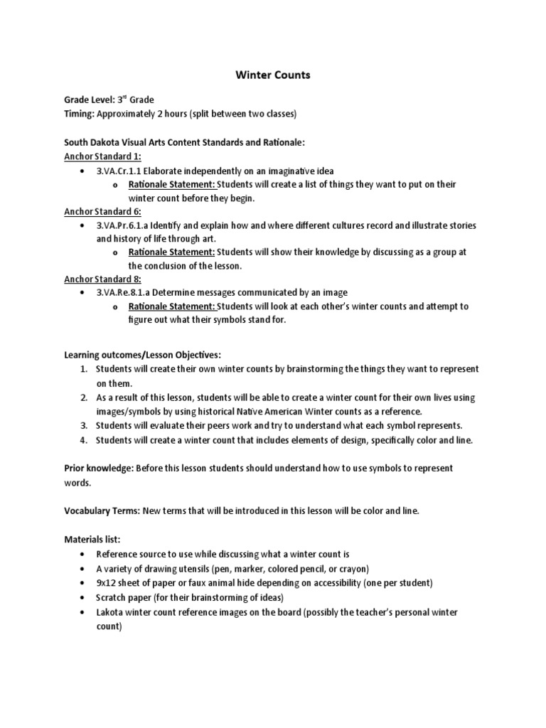 Creating Personal Winter Counts | PDF | Brainstorming | Drawing