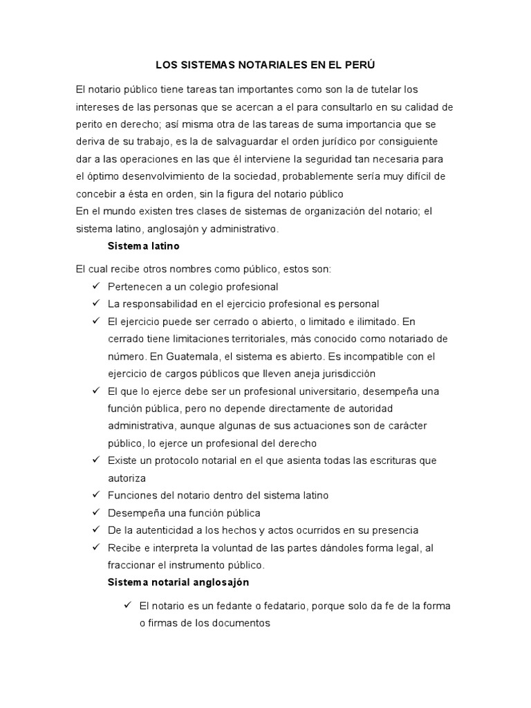 Los Sistemas Notariales en El Perú | PDF | Gobierno | Justicia Los Sistemas Notariales en El Perú | PDF | Gobierno | Justicia