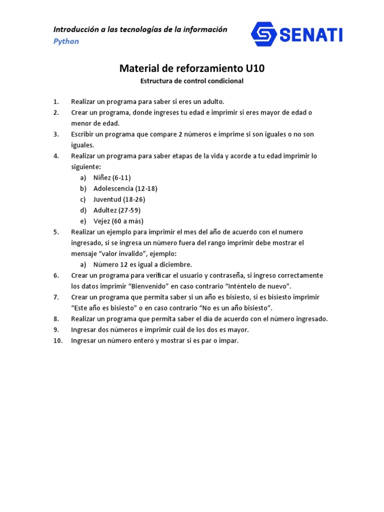 Material de Reforzamiento U10 | PDF Material de Reforzamiento U10 | PDF
