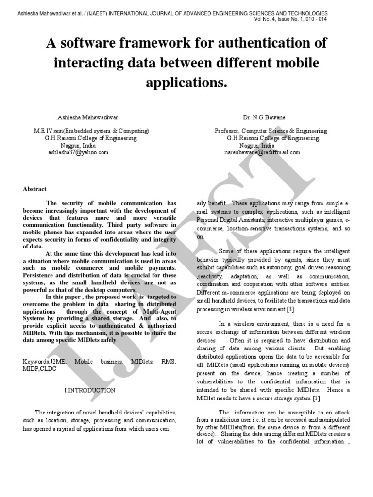 2 Ijaest Vol No4 Issue No1 A Software Framework For Authentication Of Interacting Data Between