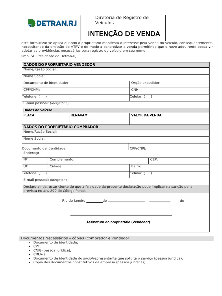 Intencao de Venda | PDF