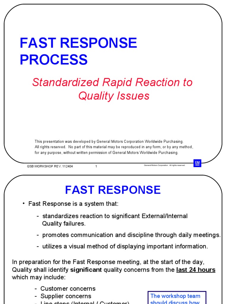 Quality System Basics Fast Response Program (Modo de Compatibilidad ...