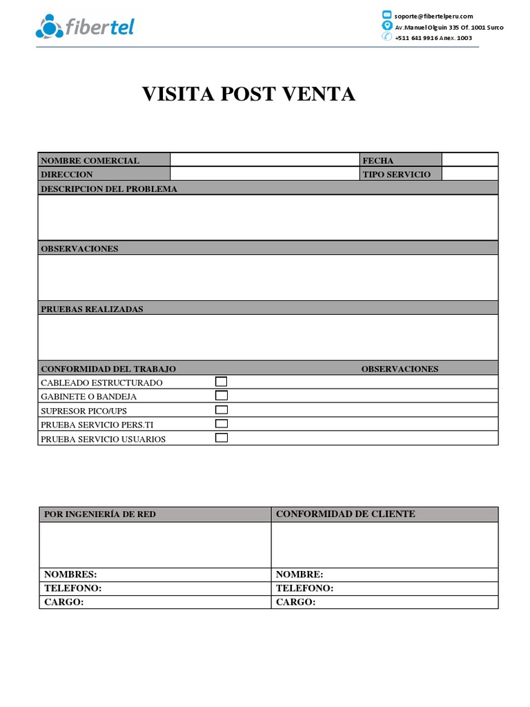 Formato Visita Postventa | PDF
