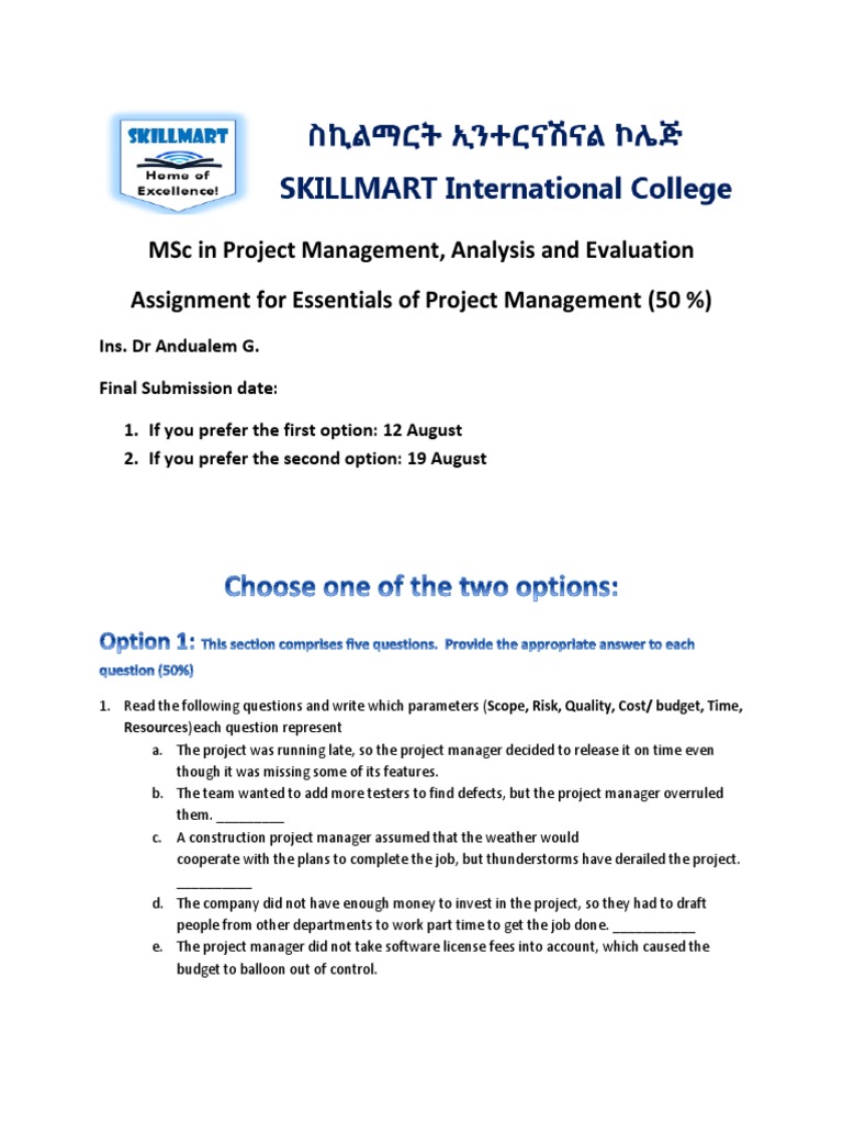 Essentials of Project Management Exercise | PDF | Project Management ...