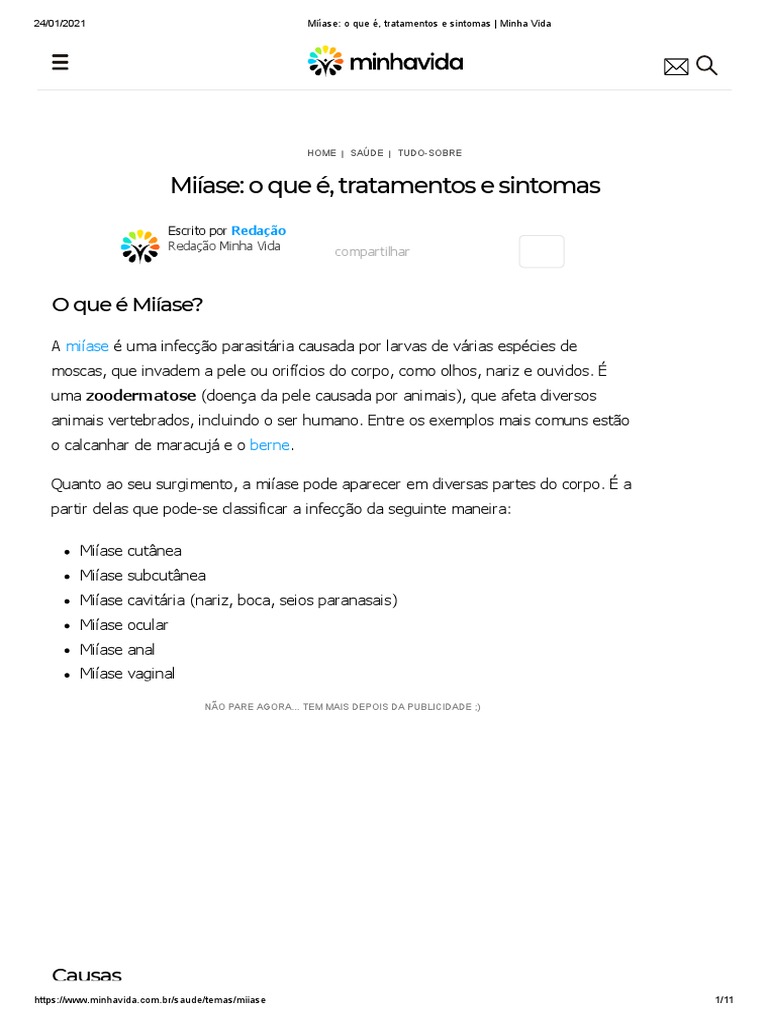Miíase - o Que É, Tratamentos e Sintomas - Minha Vida | PDF ...