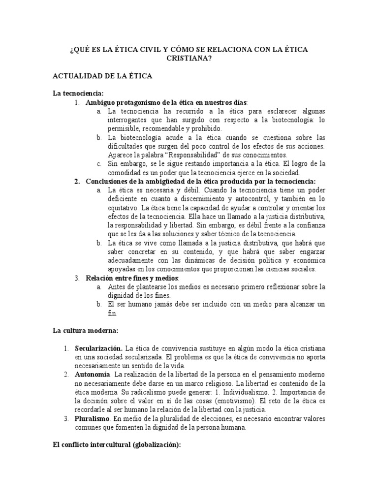 Qué Es La Ética Civil y Cómo Se Relaciona Con La Ética Cristiana | PDF ...