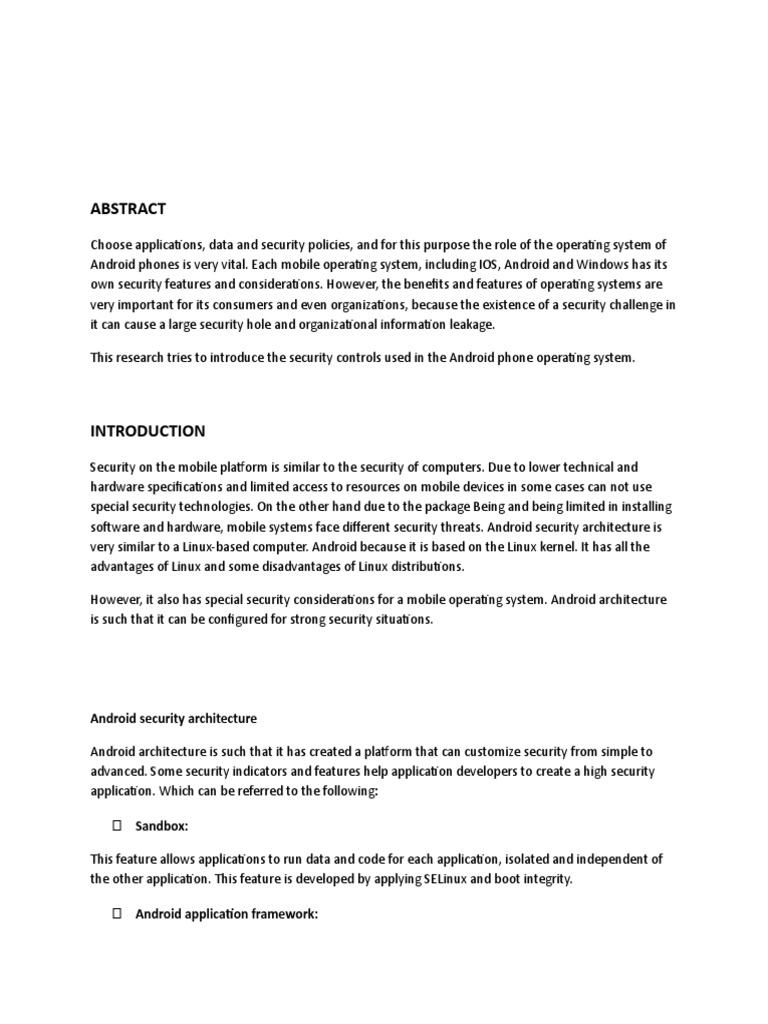 Android Security Architecture | PDF | Malware | Android (Operating System)