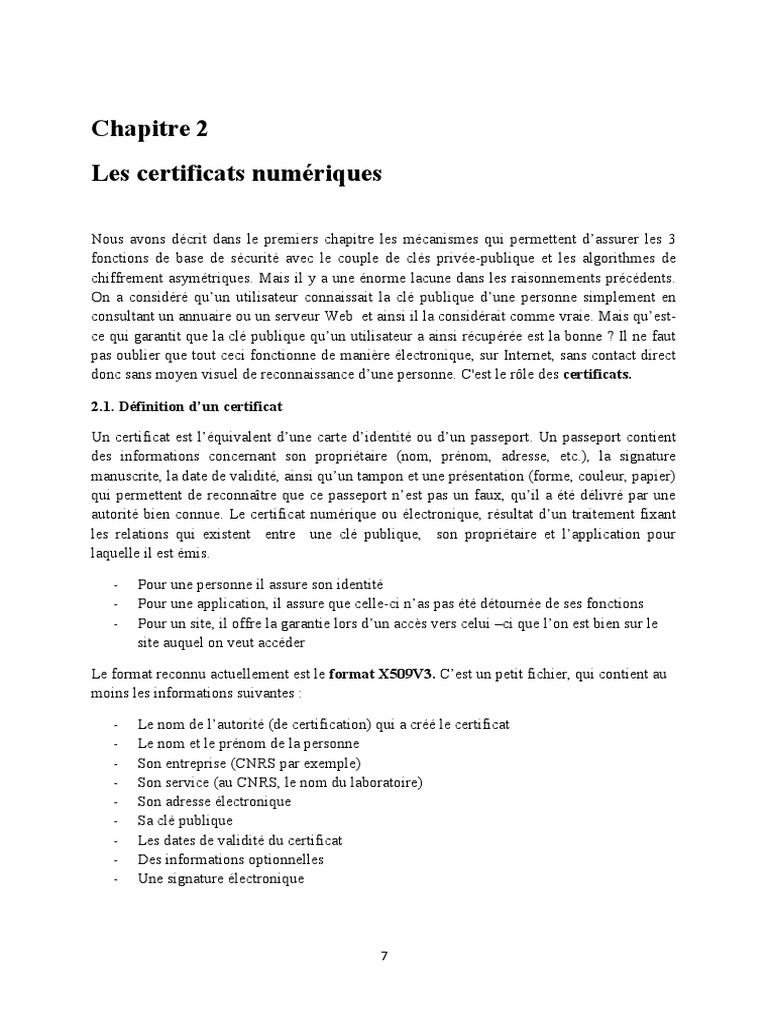 Les Protocoles Sécurisés-Chapitre2 | Descargar gratis PDF | Certificat électronique | Public-key ...