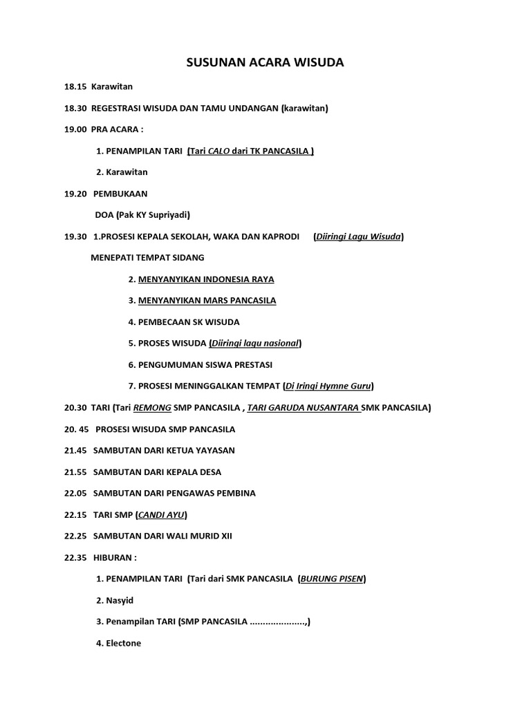 Susunan Acara Wisuda | PDF