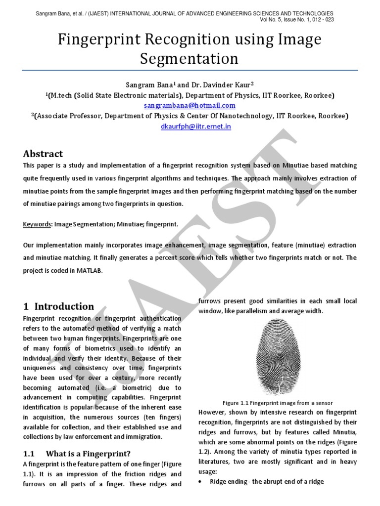 3ijaest Vol No 5 Issue No 1 Fingerprint Recognition Using Image Segmentation 012 023 Download