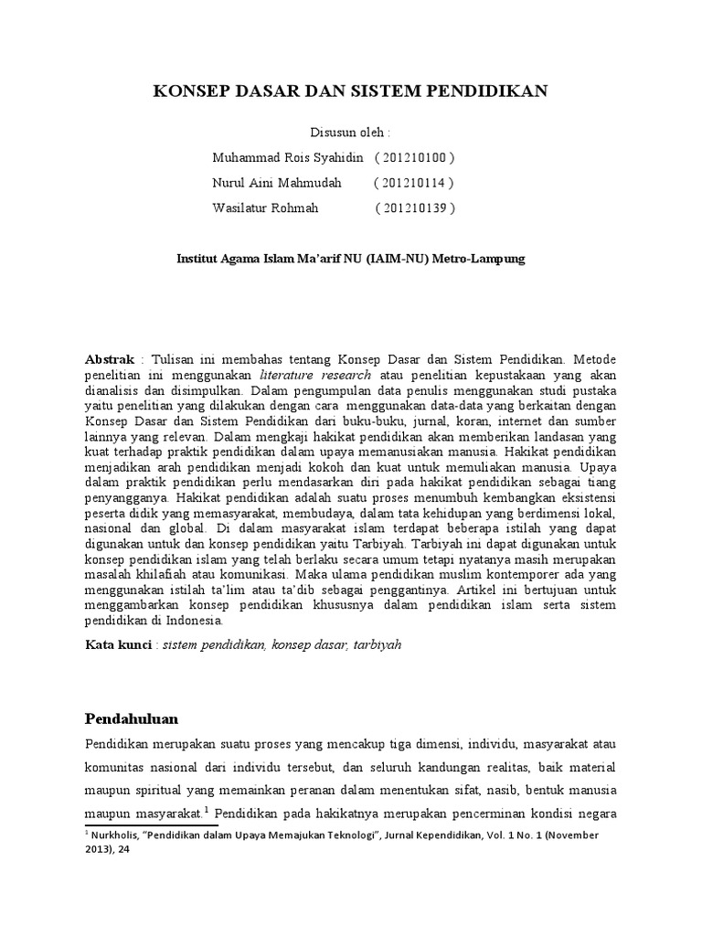 Landasan Pendidikan Islam - Pai 3C - Wasil J Nurul J Rois | PDF