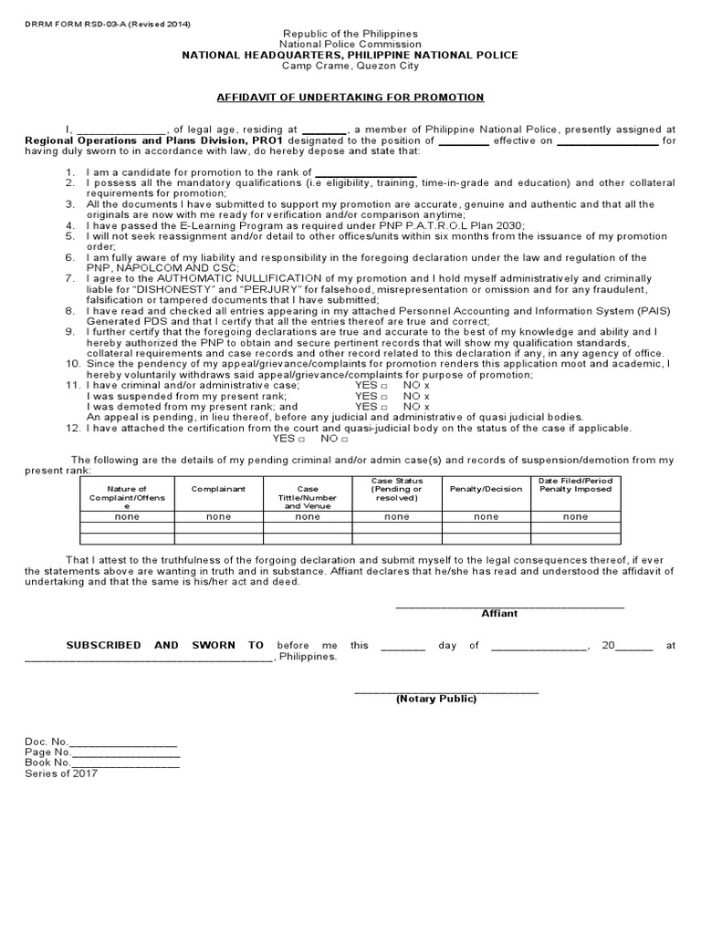 DRRM FORM RSD-03-A (Revised 2014) | PDF | Affidavit | Justice