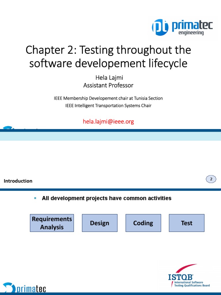 Chapter 2: Testing Throughout The Software Developement Lifecycle ...