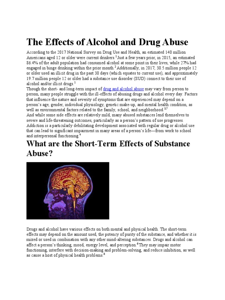 The Effects of Alcohol and Drug Abuse | PDF | Alcoholism | Substance Abuse