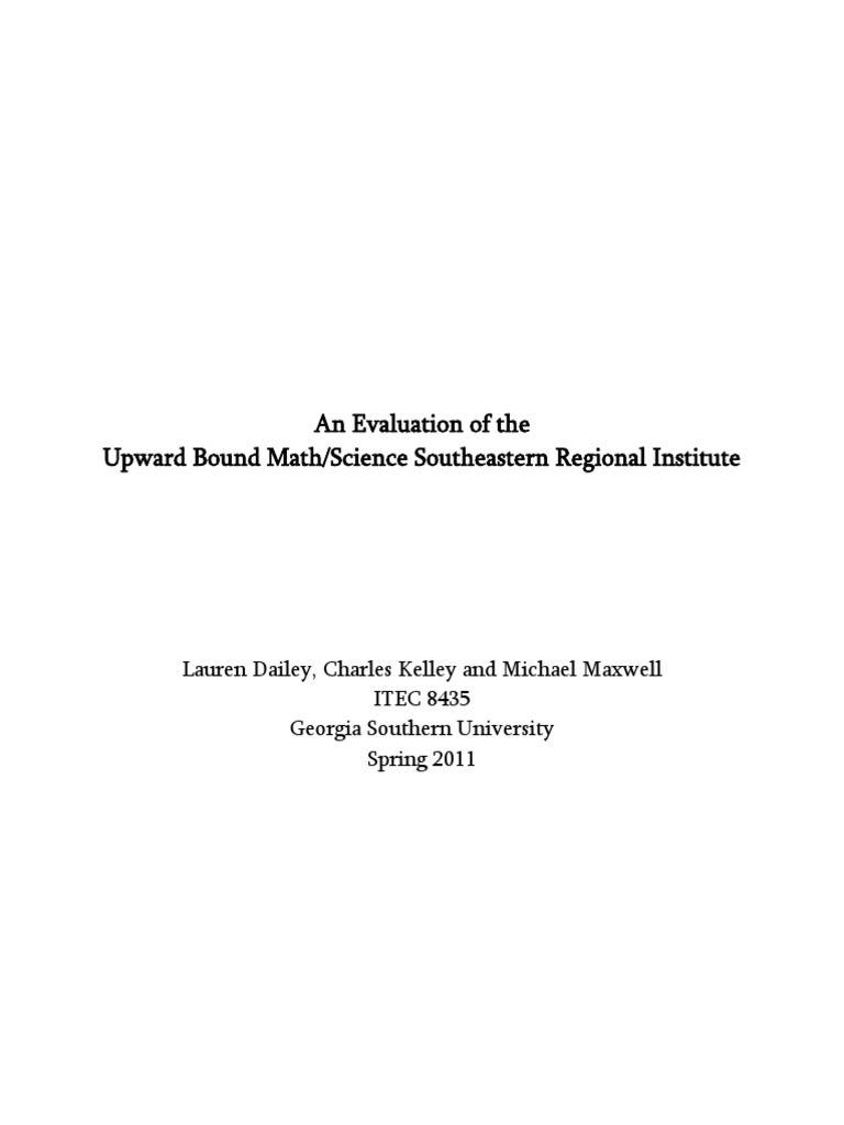 An Evaluation of The Upward Bound Math/Science Southeastern Regional ...