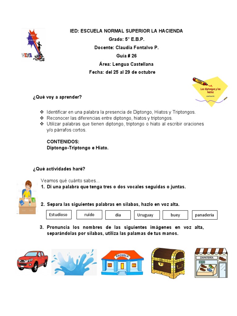 Tarea de Lenguaje | Descargar gratis PDF | Vocal | Sílaba