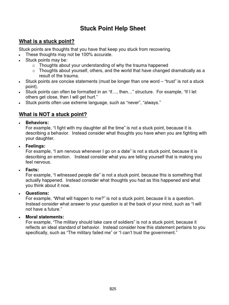 Stuck Points Definition | PDF | Thought | Psychological Trauma