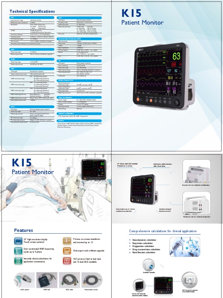 Catalogue of K15 15 Inch Patient Monitor | PDF | Metrology | Electrical ...