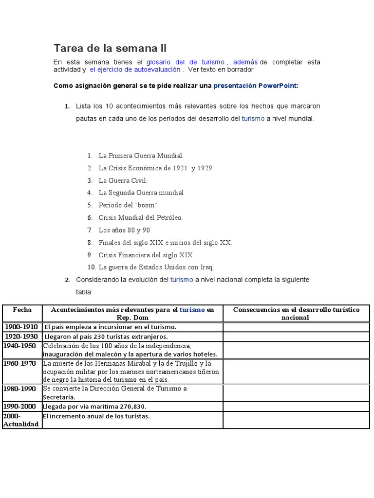 Tarea de La Semana II | PDF | Turismo