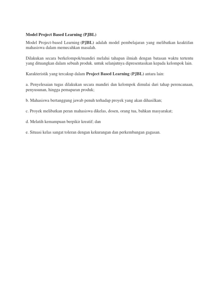 Model Dan Langkah Project Based Learning | PDF