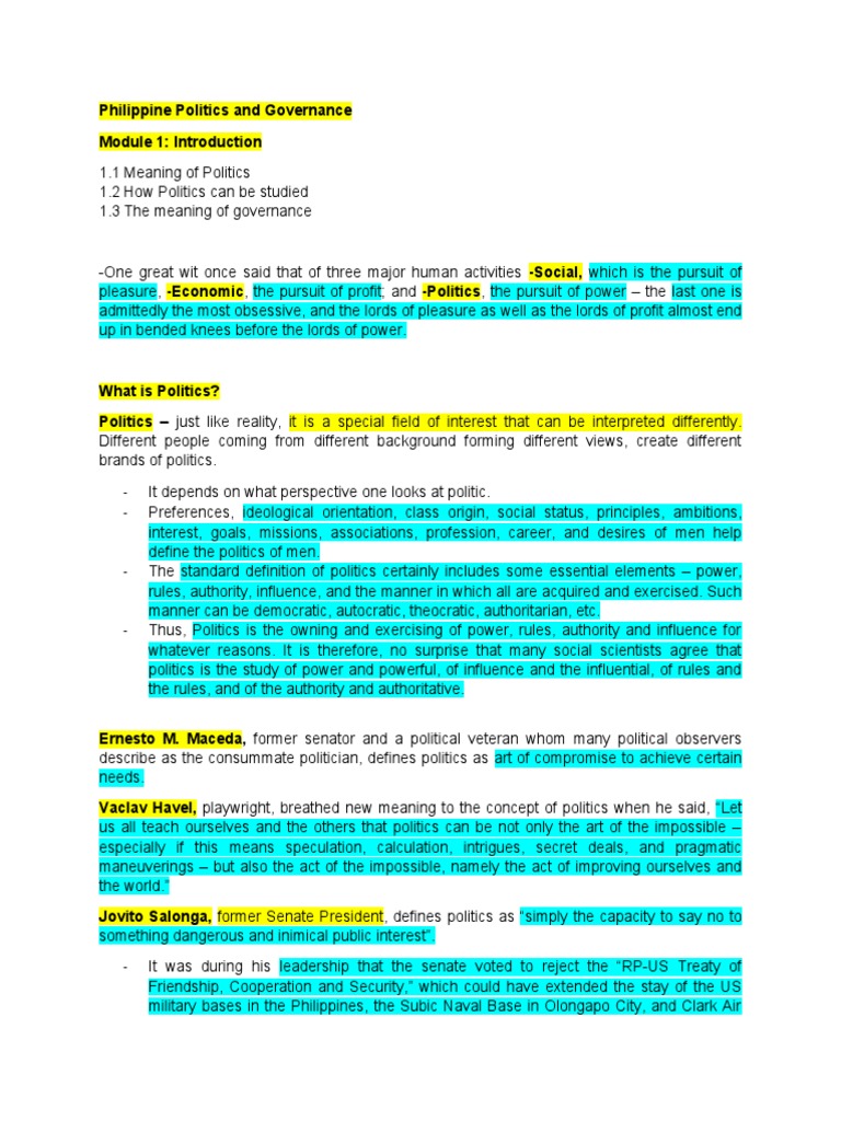 Module 1 Pol Gov | PDF | Governance | Good Governance