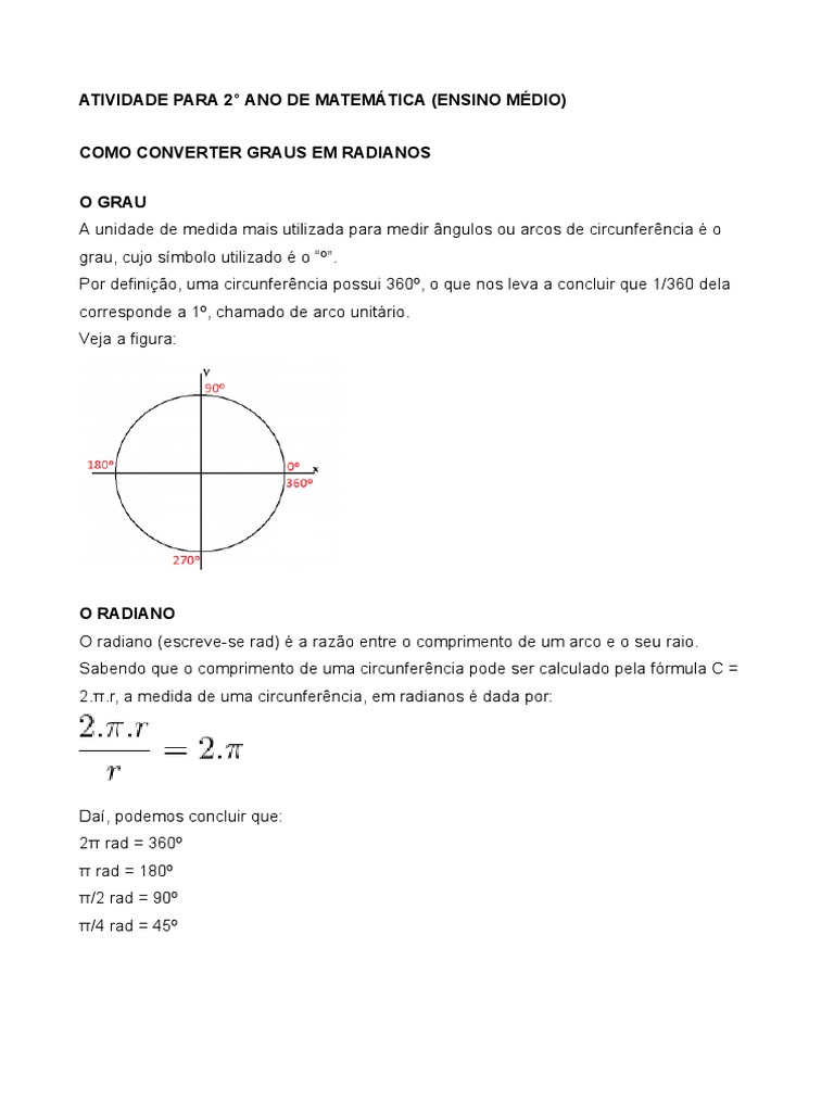 Como converter graus em radianos e vice-versa: Uma explicação passo-a ...
