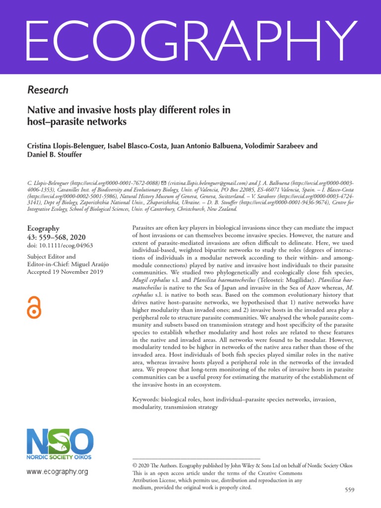 Native and Invasive Hosts Play Different Roles in Host-Parasite ...