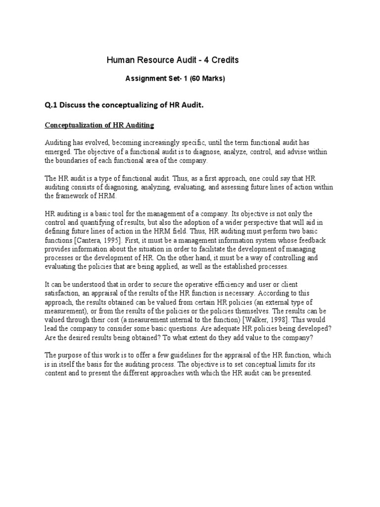 Q.1 Discuss The Conceptualizing of HR Audit.: Human Resource Audit - 4 ...