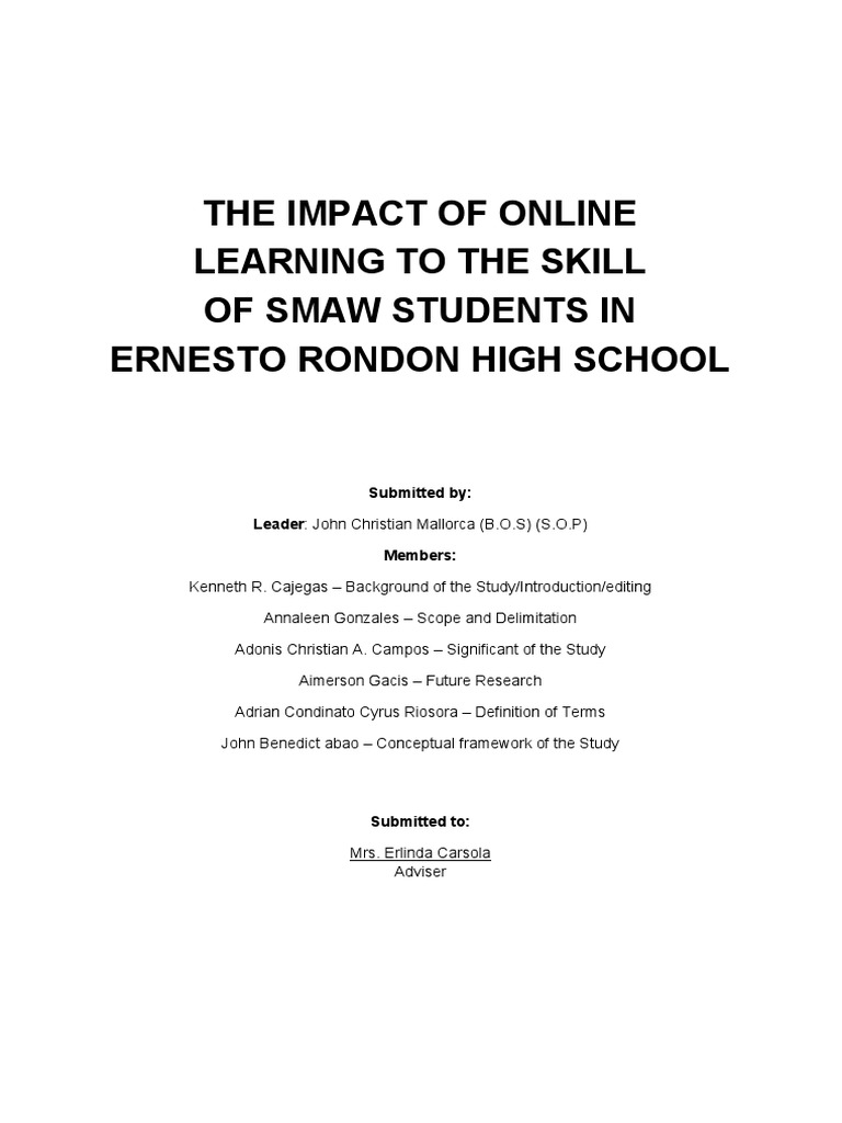 The Impact of Online Learning To The Skill of Smaw Students | PDF ...