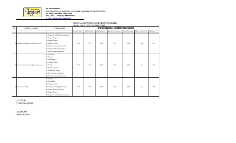 Ppe Matrix | PDF | Public Health | Health Sciences