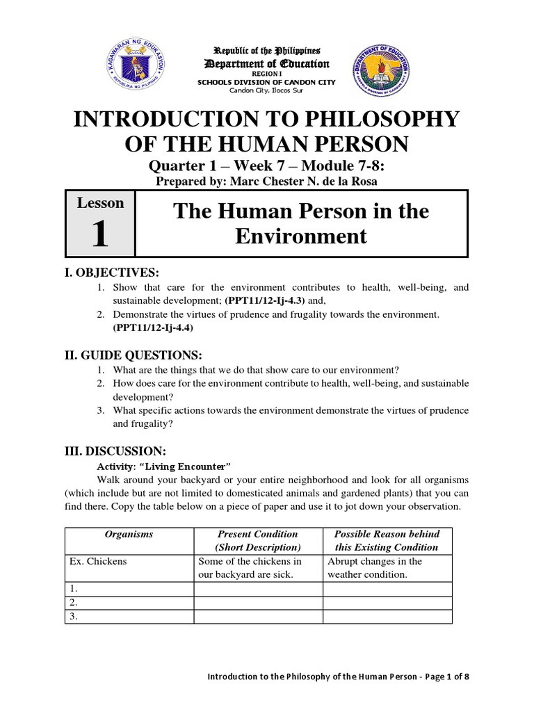 Introduction To Philosophy of The Human Person: Quarter 1 - Week 7 ...