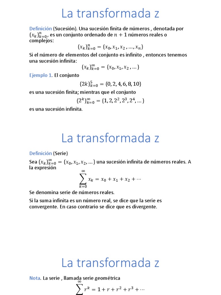 Introducción a la Transformada Z | PDF | Series (Matemáticas) | infinito