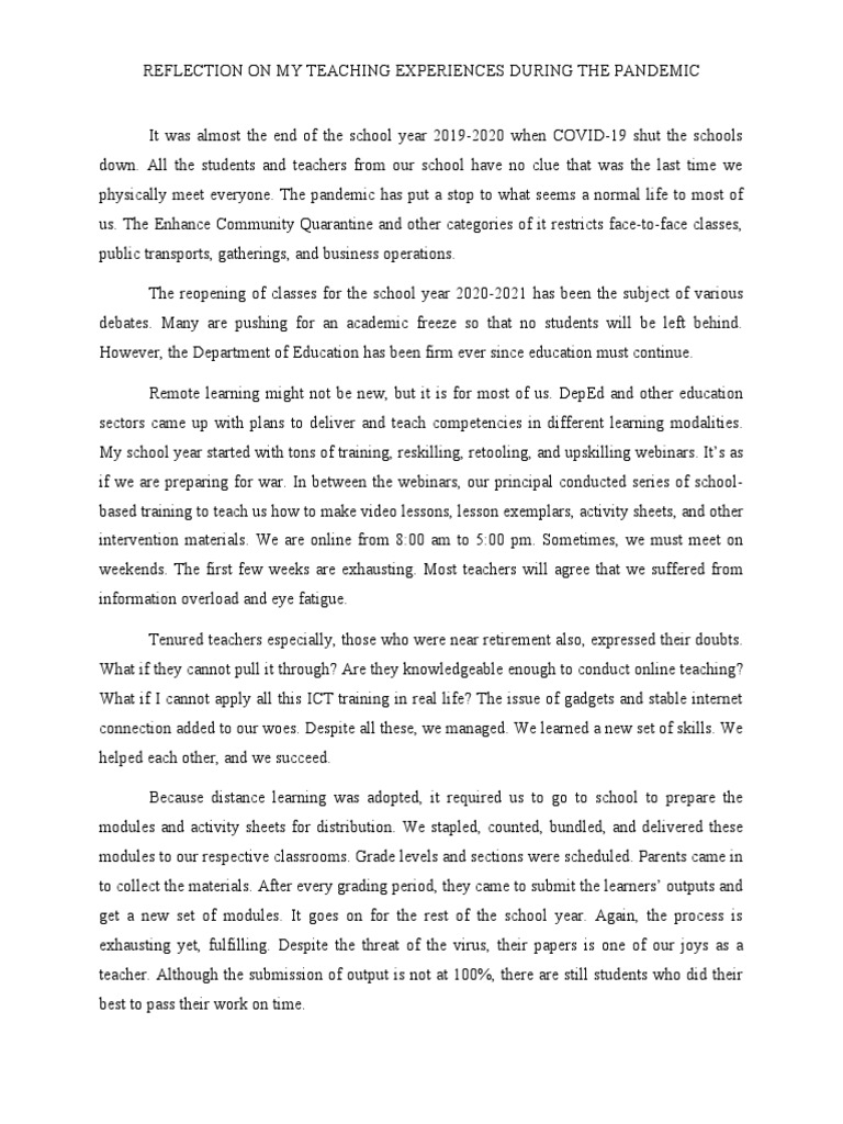 Teaching Reflections During Pandemic | PDF | Educational Technology ...