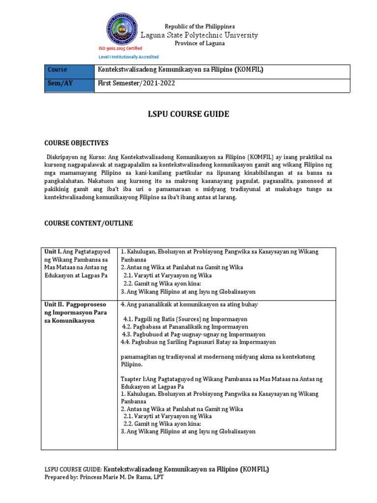 Komfil Courseguide | PDF