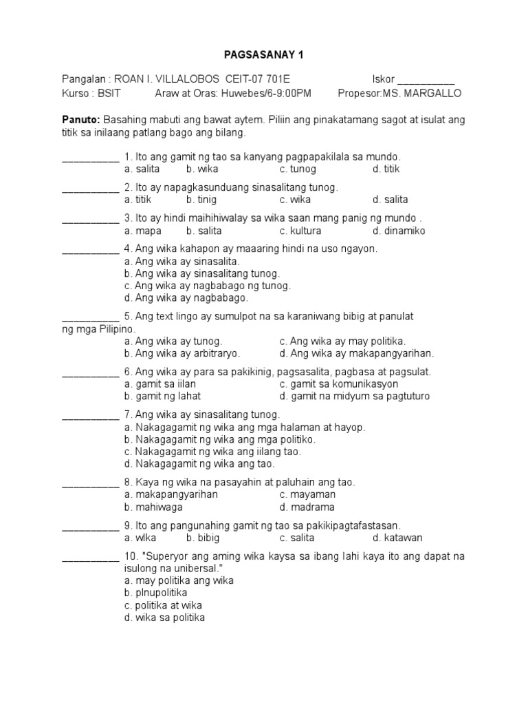 Pagsasanay 1 4 PDF Free | PDF