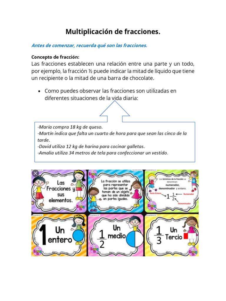 Problemas De Multiplicación De Fracciones