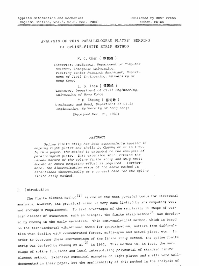 Finite Strip Method | PDF | Spline (Mathematics) | Finite Element Method