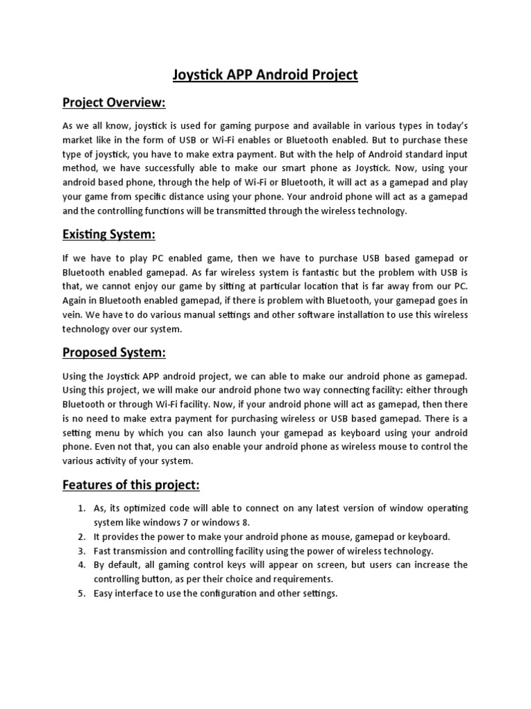 Joystick APP Android Project | PDF | Computers | Technology & Engineering