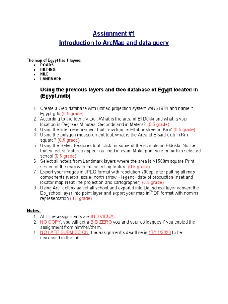 Assignment #1 Introduction To Arcmap and Data Query | PDF