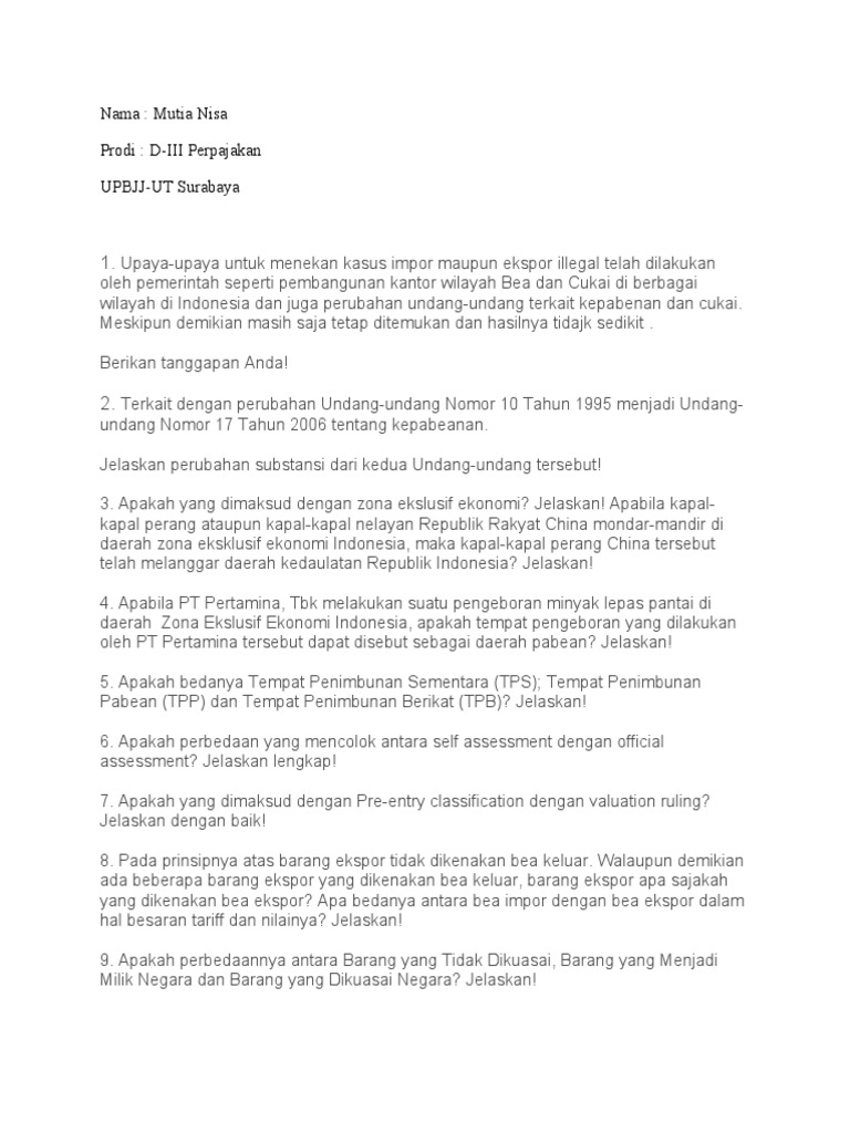 Diskusi 1 Kepabeanan Dan Cukai | PDF | Pengelolaan Keuangan & Uang