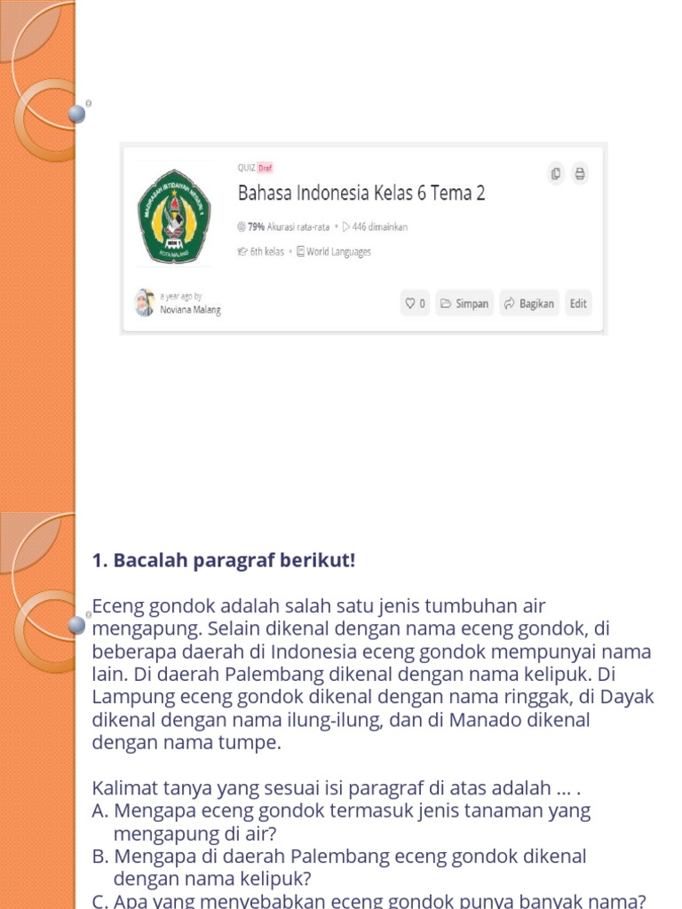 Manfaat dan Nama Eceng Gondok di Indonesia | PDF