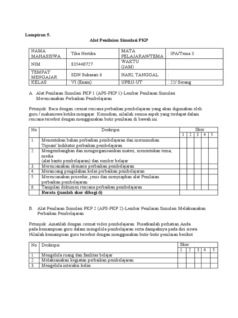 Penilaian Simulasi PKP untuk Pembelajaran | PDF | Karier & Perkembangan ...