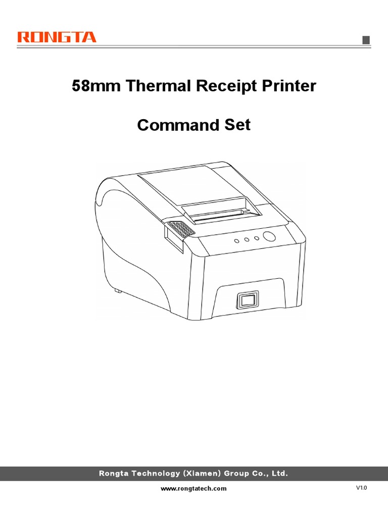 RP58 Series-Command Set RT V1.0) | PDF | Ascii | Printer (Computing)