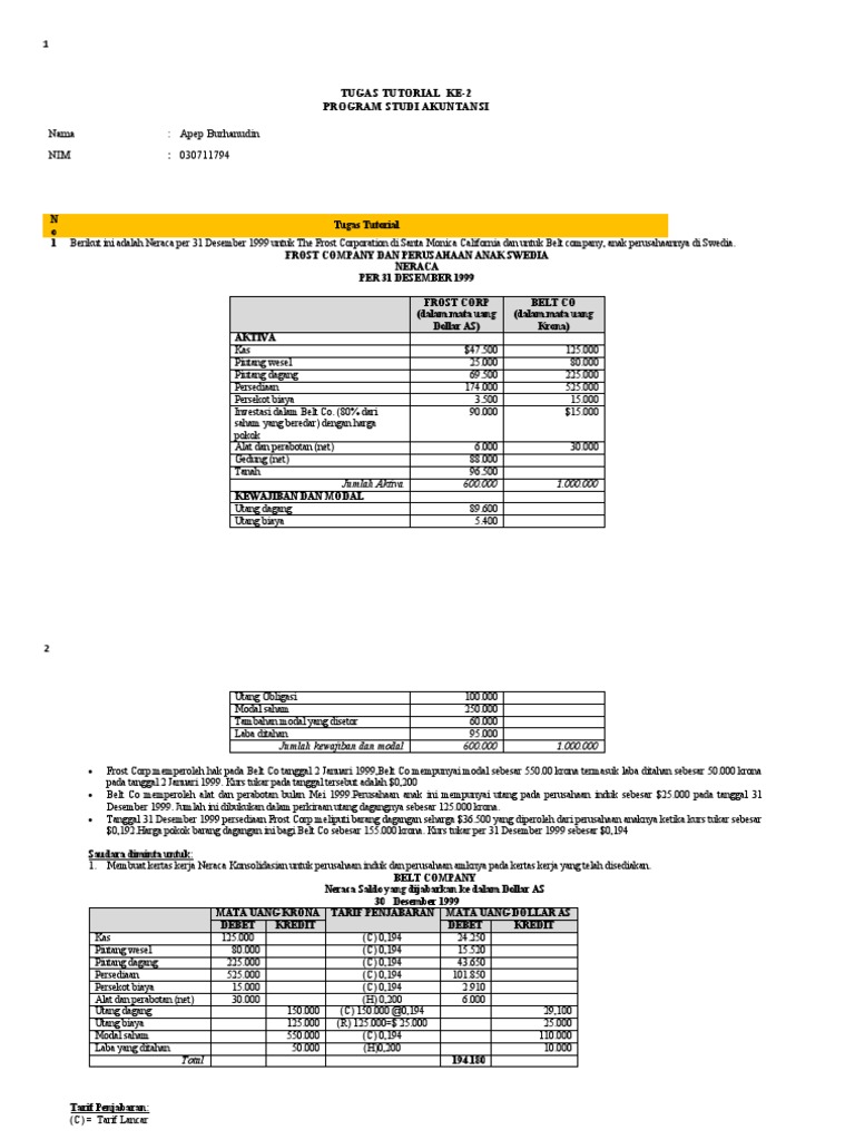 Tugas Tutorial Ke-2 Program Studi Akuntansi | PDF