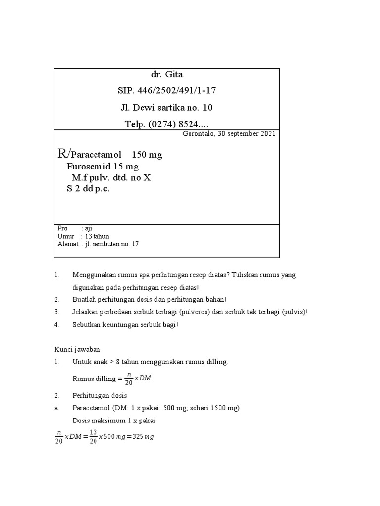 Perhitungan Dosis dan Keuntungan Serbuk | PDF