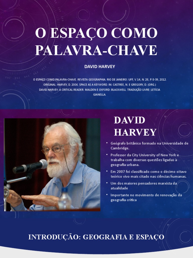 Apresentacao Espaço - David Harvey | PDF | Geografia | Tempo