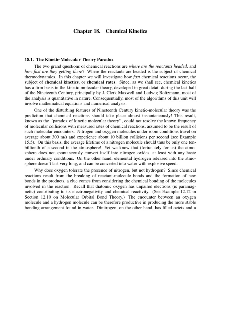 Chapter 18 Chemical Kinetics 18 1 The Kinetic Molecular Theory