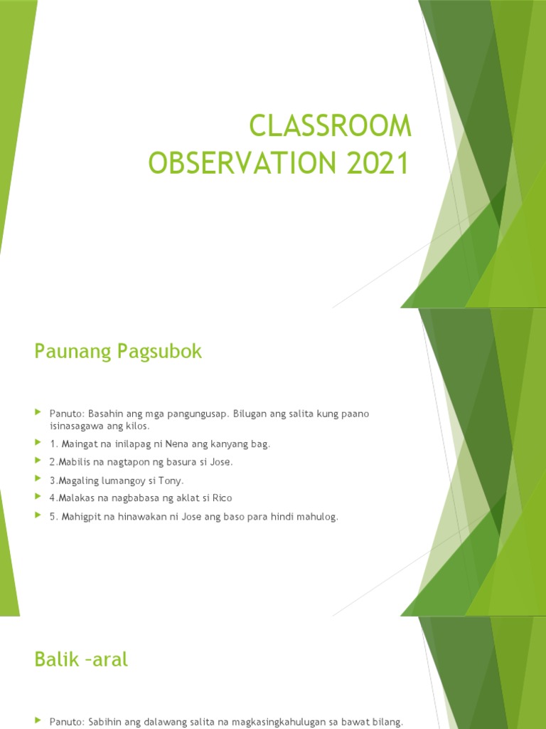 Classroom Observation 2021 | PDF