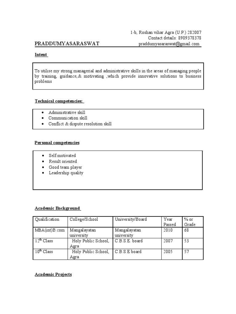 Aspiring Manager's Resume | PDF