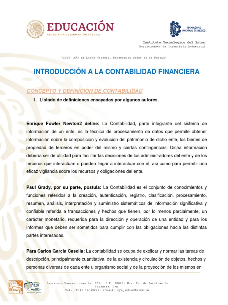 Introducción a la Contabilidad Financiera y su comparación con la Contabilidad Administrativa ...